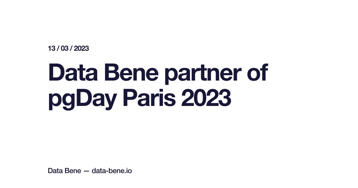 Data Bene partner of pgDay Paris 2023