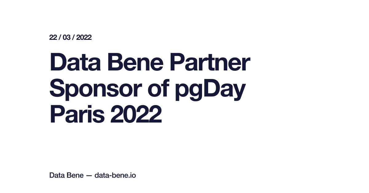 Data Bene Partner Sponsor of pgDay Paris 2022